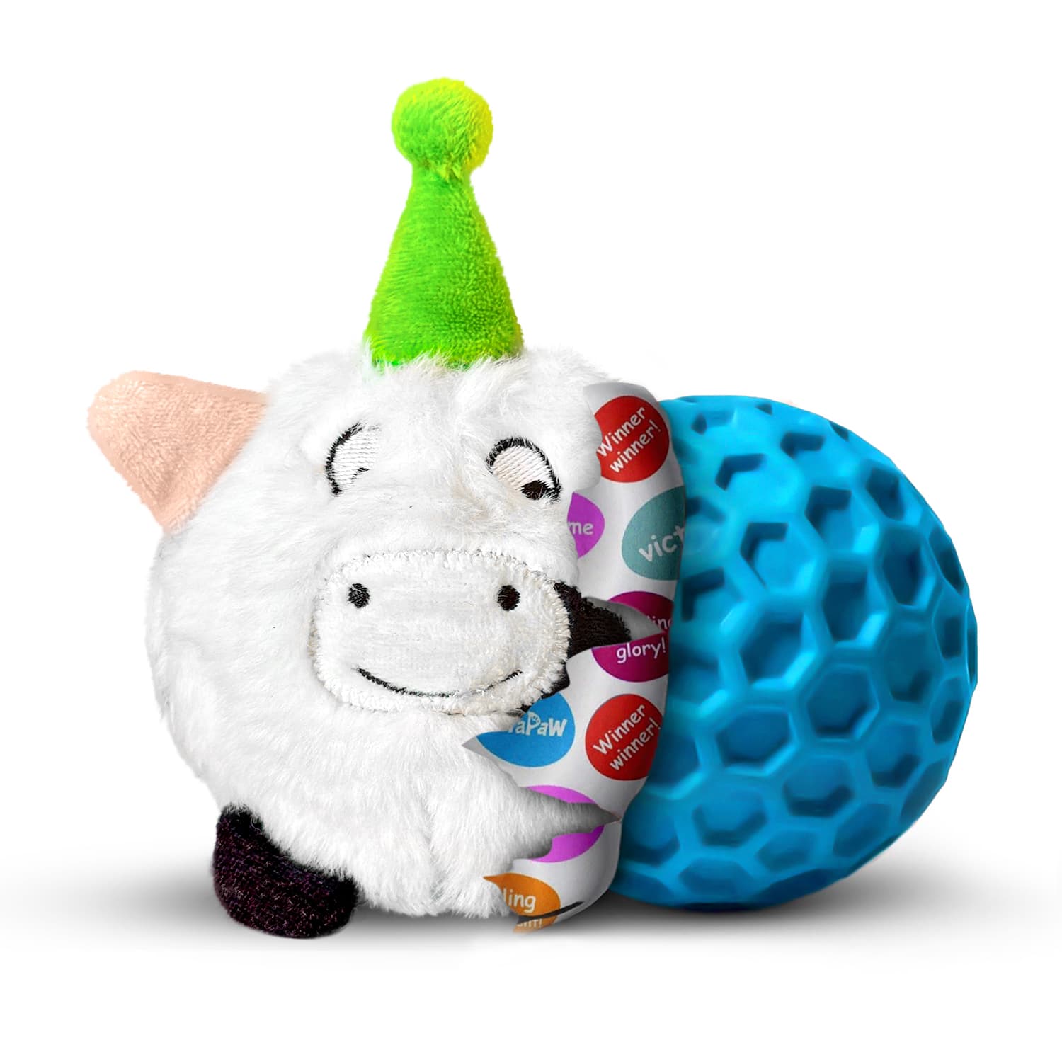2 in 1 Birthday Cow Dog Toy – Rippable Plush with Tough Surprise Inside